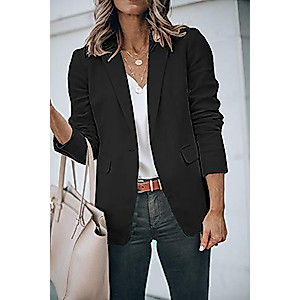 Cicy Bell Womens Casual Blazers Open Front Long Sleeve Work Office Jackets Blazer(Black,Large)