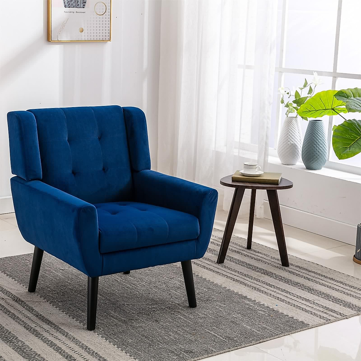 Armchair Blue, Accent Chairs for Living Room Upholstered Comfy Modern Home Furniture 29.53" L X 29.92" W X 34.25" H