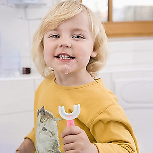 VIJIGIA 2 Pack Kids U-Shaped Toothbrush ,Food Grade Soft Silicone Brush Head, 360° Oral Teeth Cleaning Design for Toddlers and Children