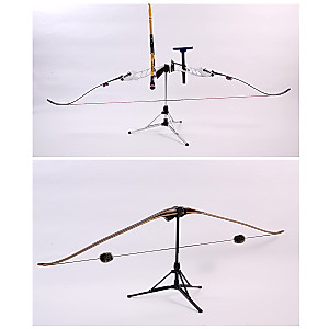 BICASTER Archery Bow Stand Full CNC Machined Aluminum Steel Heavy Duty Automatic Open/Fold for Recurve Bow Longbow Takedown Bow (Silver Short)