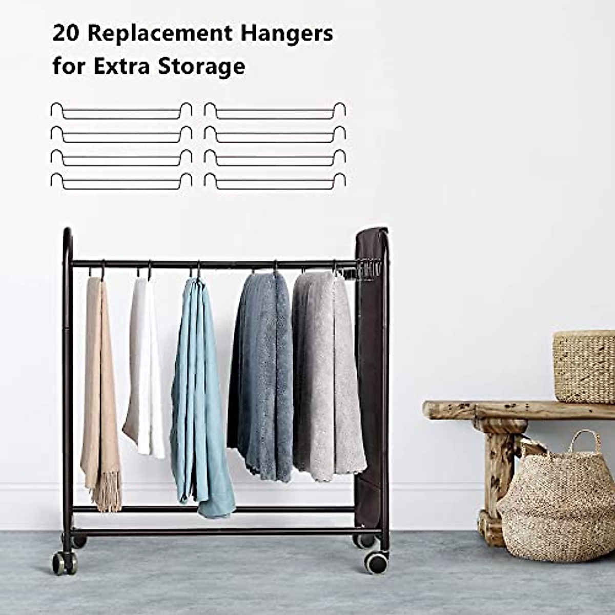 Pant Hangers for Rolling Pants Trolley 20 PCS, Bronze (Only Hangers)