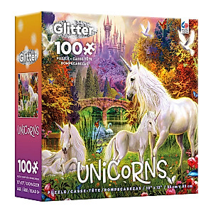 Ceaco - Unicorns Glitter - The Castle Unicorns- 100 Piece Jigsaw Puzzle