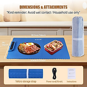 Electric Warming Tray 2024 New，Portable Silicone Food Warmer Heater Mat，Travel Roll Up Fast Heating Pad，Foldable Keep Plates Fast Warm for Buffets Party，Large Surface Area with Adjustable Temperature