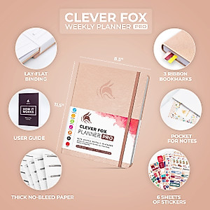 Clever Fox Planner PRO – Weekly & Monthly Life Planner to Increase Productivity, Time Management and Hit Your Goals, 8.5x11″ (Rose Gold)
