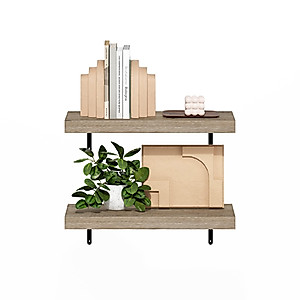 Furinno Tanna 22-Inch Wall Mounted Floating Display Shelves, Natural, Set of 2