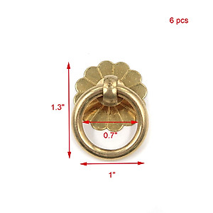 Geesatis 6 Pcs Brass Ring Pulls Handles Antique Pulls Cabinet Knobs Drawer pulls Closet Cupboard Door Decorative Handles