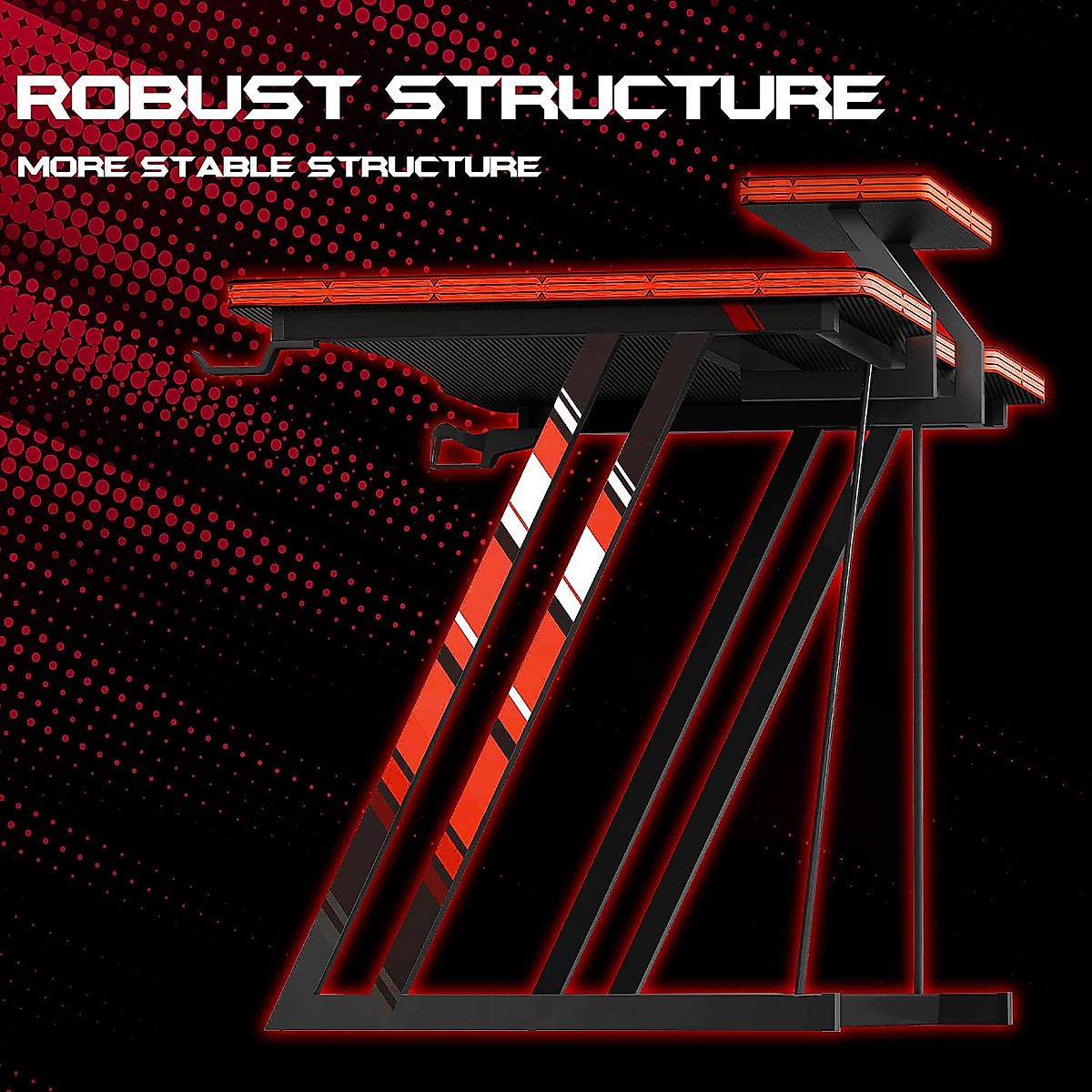 Furmax 40 inch Gaming Desk PC Computer Table Racing Style Home Office Desk Z Shaped Carbon fiber desktop Gamer Workstation with Monitor Stand Cup Holder and Headphone Hook (40 inch)