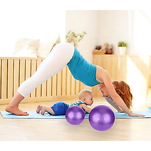 JUFANGFIN 2 Pcs Pilates Exercise Ball Mini 6 Inch Yoga Ball with Pump,Small Barre for Workout Fitness Balance Physical Therapy (Pink, 6 Inch+9 Inch)