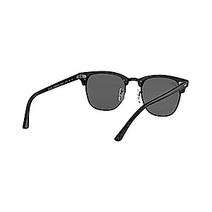 Ray-Ban RB3016 Clubmaster Square Sunglasses, Wrinkled Black On Black/Dark Grey, 49 mm