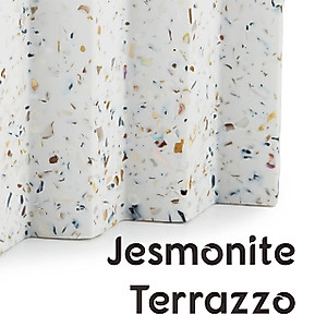 Tapeera Zig Zag Jesmonite Terrazzo Stone Soap Dish for Bathroom Sink - Concrete Soap Saver for Bar Soap Holder for Shower - Sponge Holder - Self Draining Soap Dish Holder - Kitchen Soap Tray (White)