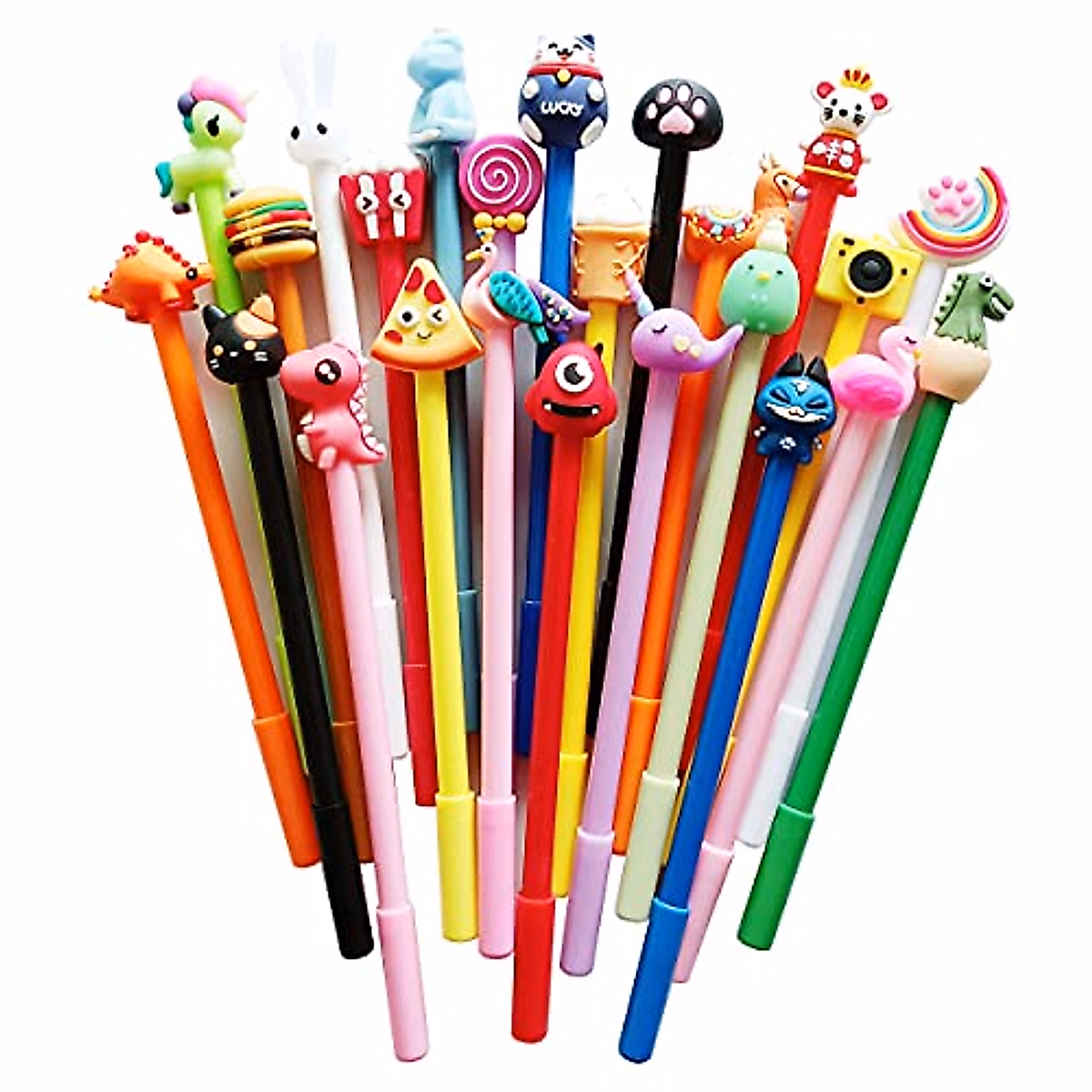 24 pack Black Erasable Pens Kiddie Kawaii Cute Cartoon Gel Ink Pens Assorted Style Writing Pens for Birthday Present School Prize Student Gift Fun Girl Pens (erasable black)