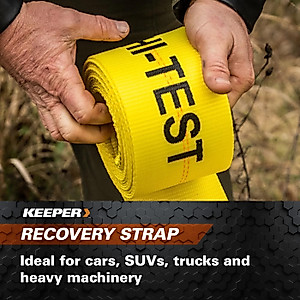 Keeper - 30’ x 6" Emergency Vehicle Towing and Recovery Strap - 30,000 lbs. Max Vehicle Weight and 60,000 lbs. Break Strength