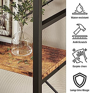 IRONCK Industrial Bookcases and Bookshelves, 5-Tiers Corner Bookcase with Curved Panels, L Shaped Shelf with Metal Frame for Open Storage for Living Room Home Office