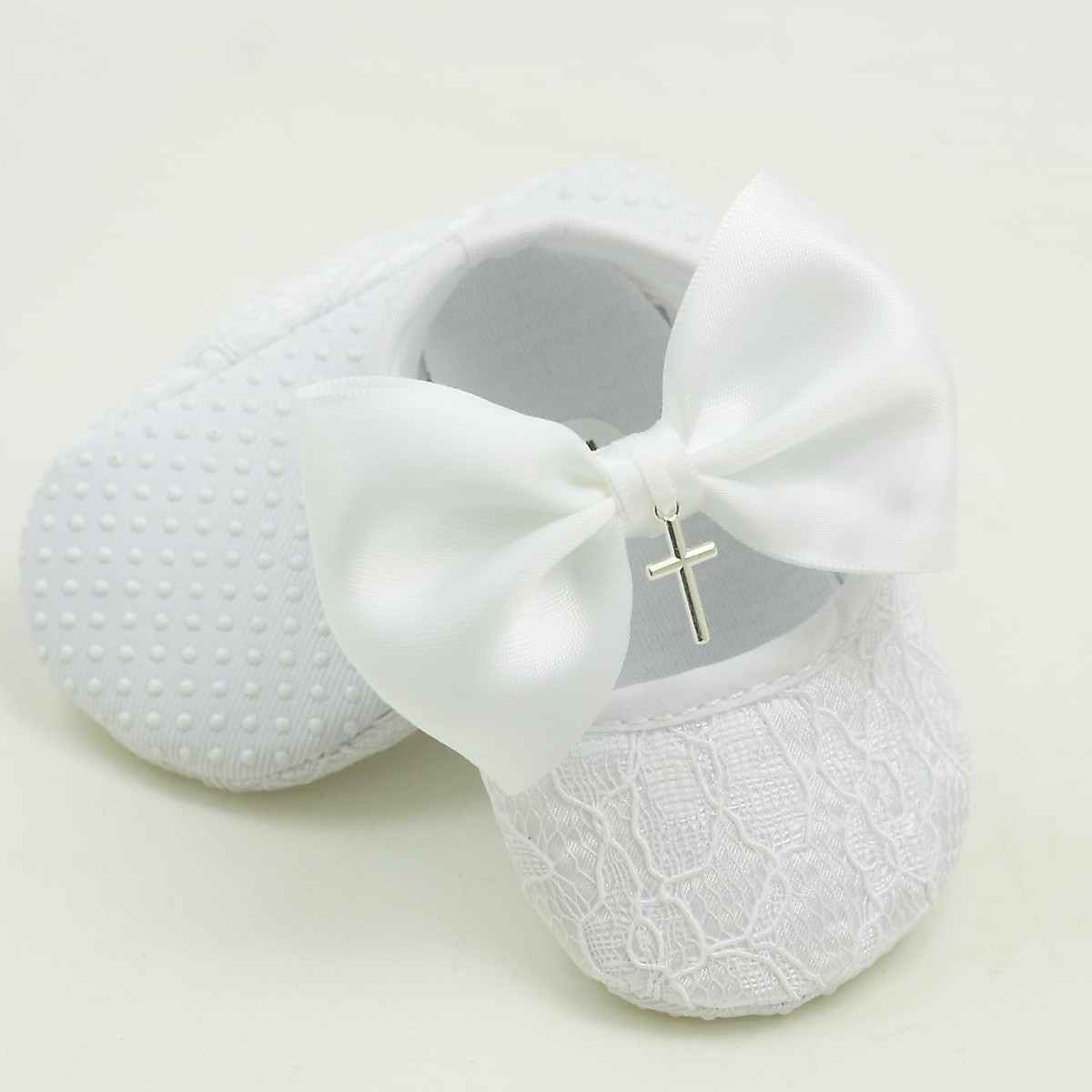 Nihao Baby Girl Baptism Shoes for Baby Girl Newborn A-2-white Shoes Lace Mary-Jane-Flats 0-3 Months