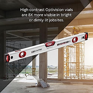 Kapro - 705 Eagle Magnetic Box Level - OPTIVISION & Plumb Site - Features 2% Gradient, Acrylic Vials, and Wall-Grip - For Masonry and Concrete Jobs - VPA Tested - 48 Inch