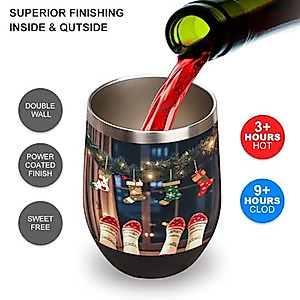 Stainless Steel Insulated Cup, Christmas Socks Xmas Party Print 304 Stainless Steel, Smooth Round Rim Ideal for Office, Home, And Gift Giving
