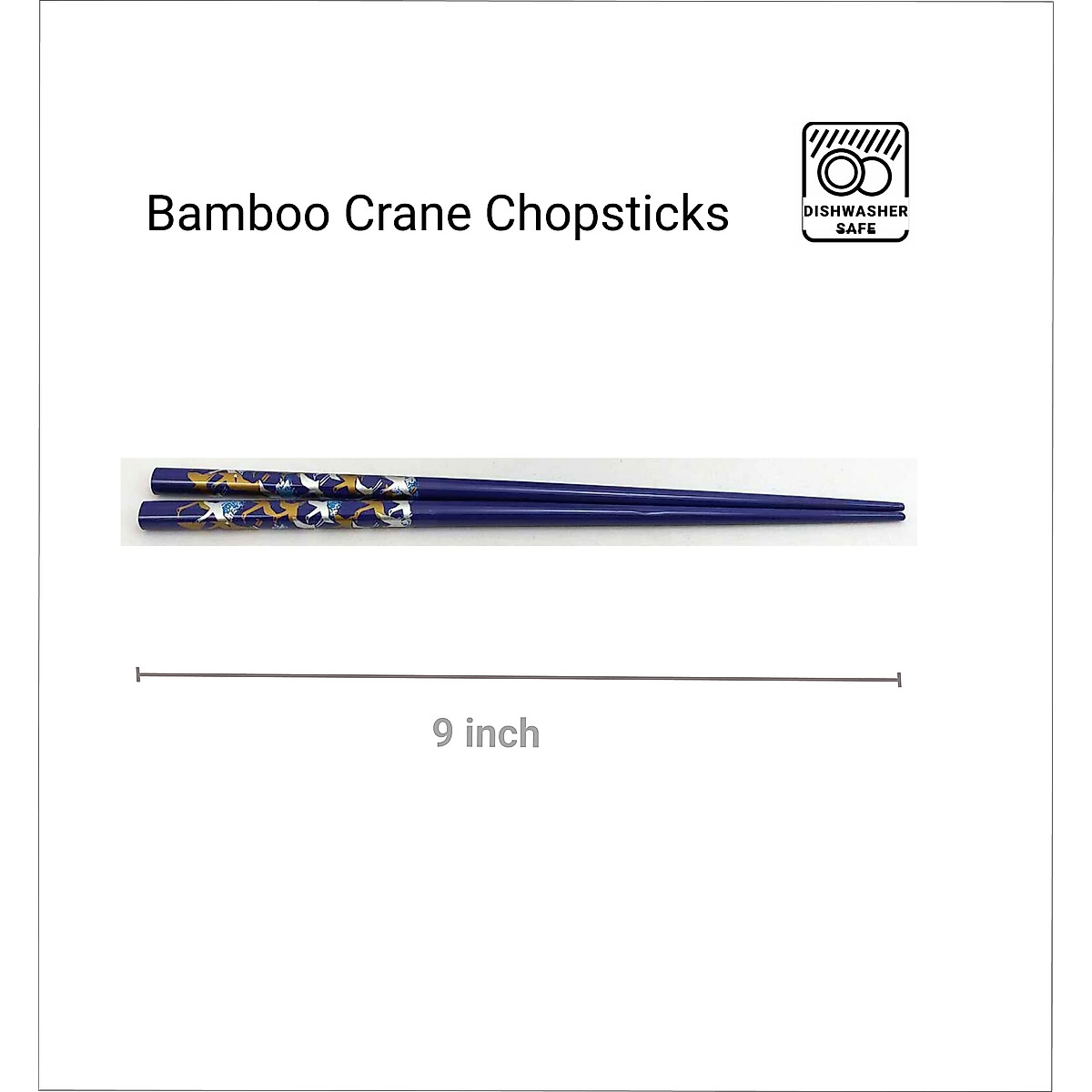 JapanBargain, Bamboo Chopsticks Reusable Japanese Chinese Korean Wood Chop Sticks Hair Sticks 5 Pair Gift Set Dishwasher Safe, 9 inch (1, Multi-Crane)