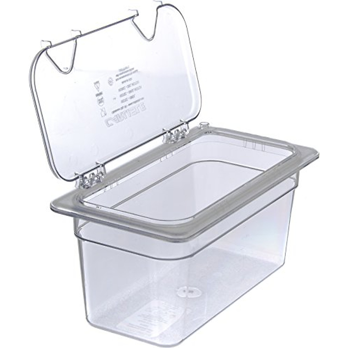 Carlisle FoodService Products 10279Z07 EZ Access Hinged Lid with Handle and Notch, Third Size, Clear