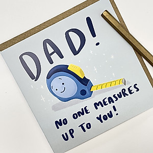 Old English Co. No One Measures Up To You Dad Father's Day Card for Him - Funny DIY Birthday Card for Dad | From Son, Daughter, Children | Blank Inside & Envelope Included