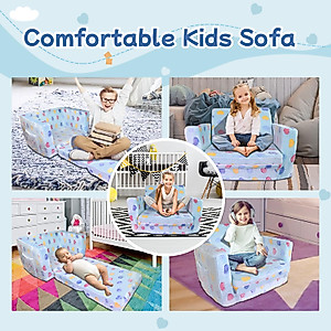 OSYKIU Kids Sofa, 2-in-1 Toddler Couch Fold Out, Comfy Toddler Sofa, Convertible Kids Couch to Lounger, Baby Sofa Chair for Boys and Girls Gifts, Folding Kids Play Sofa Bed