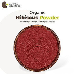 CARMEL ORGANICS Hibiscus Petals Powder 8 Ounce or 0.5 Lb(Pack of 1) | USDA Certified Organic| Non GMO & Gluten Free | Rich in Vitamin C | Indian Origin Hibiscus Petals Powder
