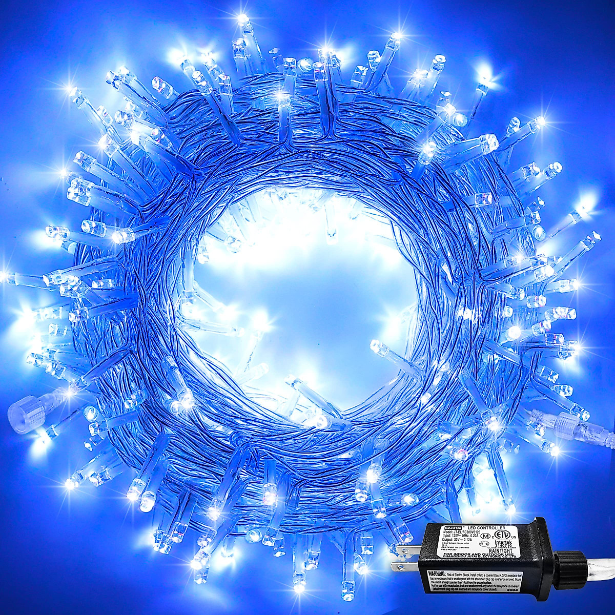 JMEXSUSS 250 LED Blue String Lights Indoor, 91.5ft Connectable Christmas Lights Outdoor Waterproof, 8 Modes Blue Christmas String Lights for Party Garden Christmas Tree Halloween Decoration