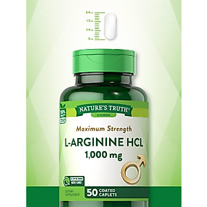 L-Arginine HCL 1000mg | 50 Caplets | Essential Amino Acid Supplement | Non-GMO & Gluten Free | by Nature's Truth
