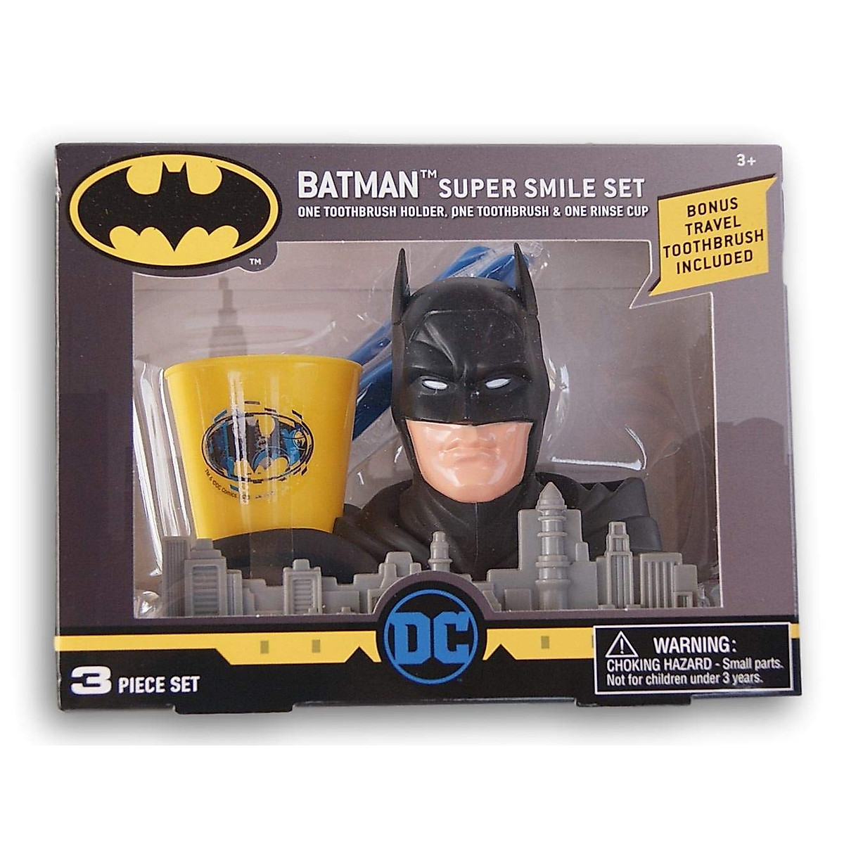 Batman Super Smile Set - Toothbrush Holder, Toothbrush & Rinse Cup