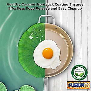 Duxtop Ceramic Non-stick Sauté Pan, Induction Stainless Steel Sauté Pan, 5.5-Qt Deep Skillet with Lid, Professional Grade and Impact-bonded Technology, FUSION Ti