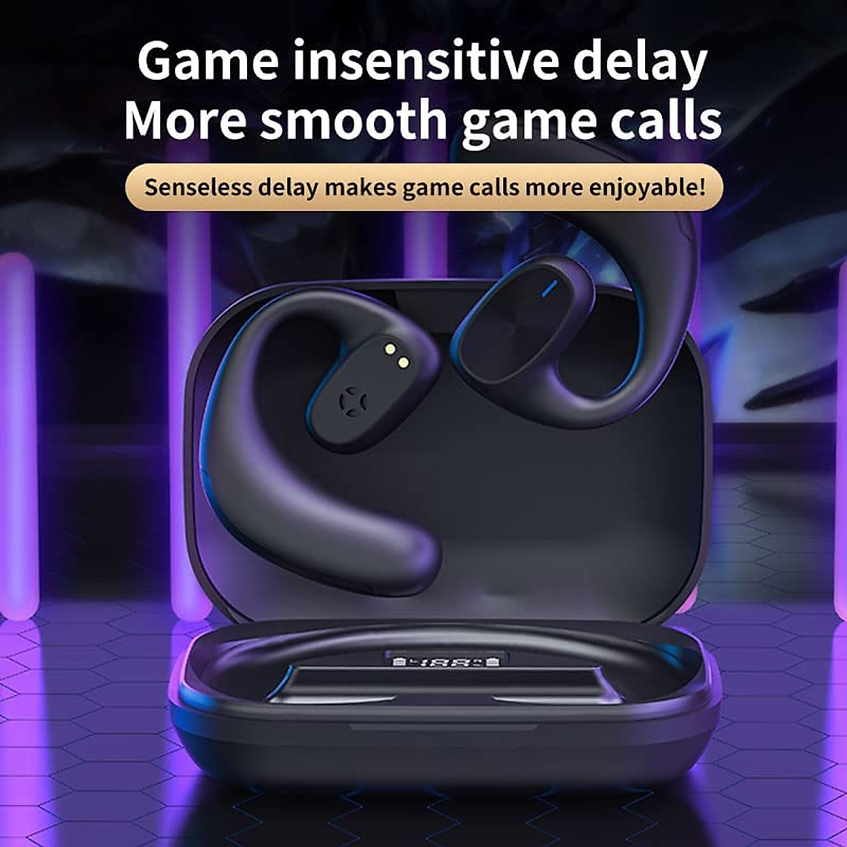 Open Ear Headphones Wireless Bluetooth Running Earbuds with Earhooks Air Bone Conduction Headphones Bluetooth Over The Ear Wireless Earbuds for Gym Cycling Open Ear Bone Conduction Earbuds Head Set