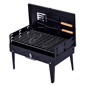 BBQ Grill Outdoor Charcoal Grill Barbecue Tool Set Portable Compact Design BBQ Grill for Outdoor Campers Travel Park Beach Party