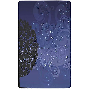 Starry Night Themed Fitted Mini Crib Sheets,Portable Mini Crib Sheets Soft & Stretchy Fitted Crib Sheet-Crib Mattress Sheet or Toddler Bed Sheet,24“ x38“,Charcoal Grey Indigo Black