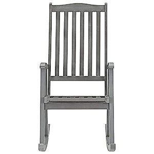 SLGSDMJ Outdoor Rocking Chair, Wooden Rustic High Back All Weather Rocker, for Indoor, Backyard & Patio Rocking Chair with Cushions Gray Solid Acacia Wood