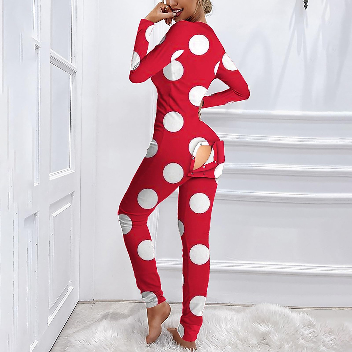 Your Orders Placed Women's Sexy Bodycon Jumpsuit Women's Sexy Functional Buttoned Flap Adults Pajamas One Piece Sleepwear Long Sleeve Shorts Jumpsuit Bodycon Rompers Fall Clothes for Women 2023