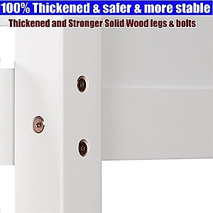 ZORQ Upgraded Version & Stronger Solid Wood Loft Bed Full Size with Storage Shelves and Drawers, More Stable Thickened Wooden Full Size Loft Bed Frame with Desk Underneath (Easier To Assemble) (White)