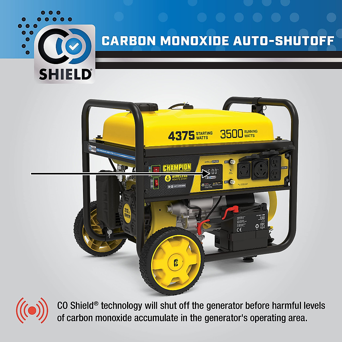 Champion Power Equipment 201181 4375/3500-Watt Remote Start Portable Generator, CO Shield