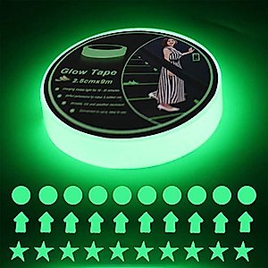 EonBon Glow in The Dark Tape,Luminous Tape 30 Feet x 1 Inch, Removable Waterproof Photo Luminescent Green Glow Tape with 10 Glow Stars, Dots and Arrows, Perfect for Home, Office, Luminous Party