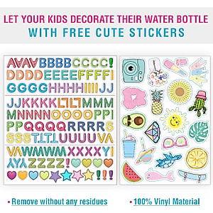 CHILLOUT LIFE 17 oz Kids Insulated Water Bottle for School with Leakproof Spout Lid and Cute Waterproof Stickers, Personalized Stainless Steel Thermos Flask Metal Water Bottle for Girls & Boys