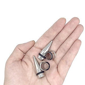 HEKEUOR 4 Piece 316l Steel Tapers and Tunnels Ear Stretching Kit Gauges Gauging Plugs Choose 1g 7/16 1/2 9/16 00g-14g (7/16"(11mm))