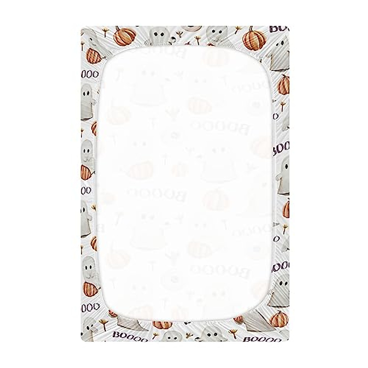 Mazeann Ghosts Pumpkins Halloween Crib Sheets Soft Breathable Fitted Baby Playard Sheets Mattress Cover for Girl Boys, 39" x 27" x 5"