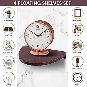 Small Wood Shelf, Corner Floating Shelves for Wall, Semi Circle Round Shelf Unit, Ideal for Bedroom Kitchen Bathroom Laundry Living Room Rustic Home Décor Storage Set of 4 by Kudos Homeware