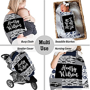 Kingdora Personalized Car Theme Baby Blanket, Blanket for Baby Boy, Monogrammed Baby Blanket, Baby Blanket with Name, Custom Baby Blanket with Name, Baby Fleece Blanket, Receiving Baby Blanket Boy