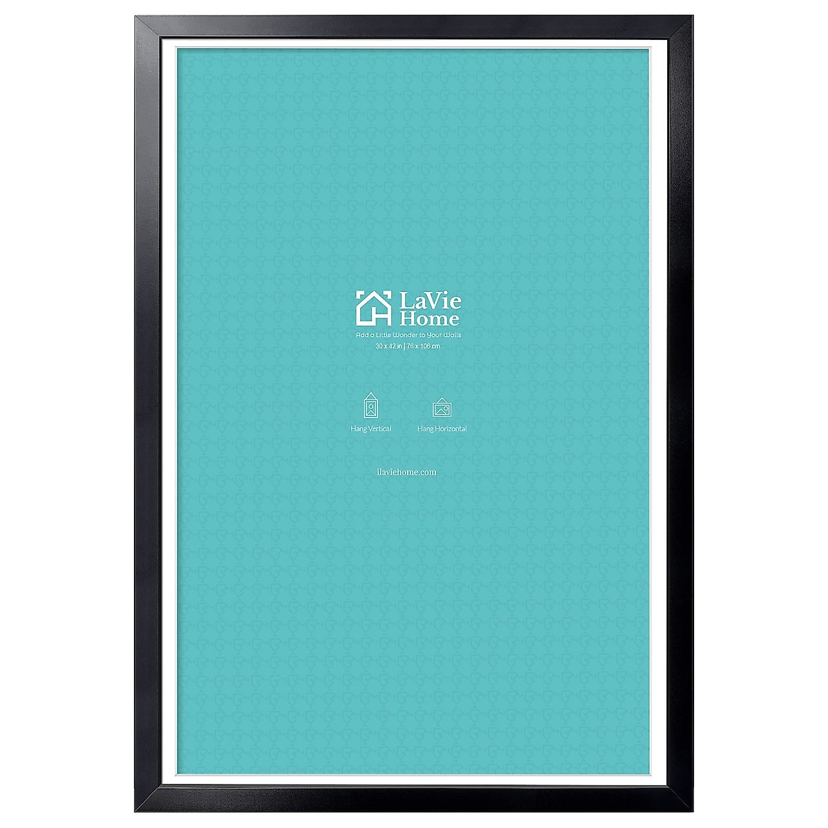 LaVie Home 30 x 42 Poster Frame Black, Display Pictures 27x40 with Mat or 30x42 Without Mat, Stable and Sturdy Picture Frame and Polished Plexiglass, Horizontal and Vertical Format of The Wall（1 Pack）