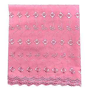 AMORNPHAN Set of Daisy Floral Flower Embroidered Eyelet Lace 100% Cotton Quilting Fabric for Patchwork Needlework DIY Handmade Sewing Crafting Decor Face mask Precut 18x22 Inches (Set of 7 Pieces)