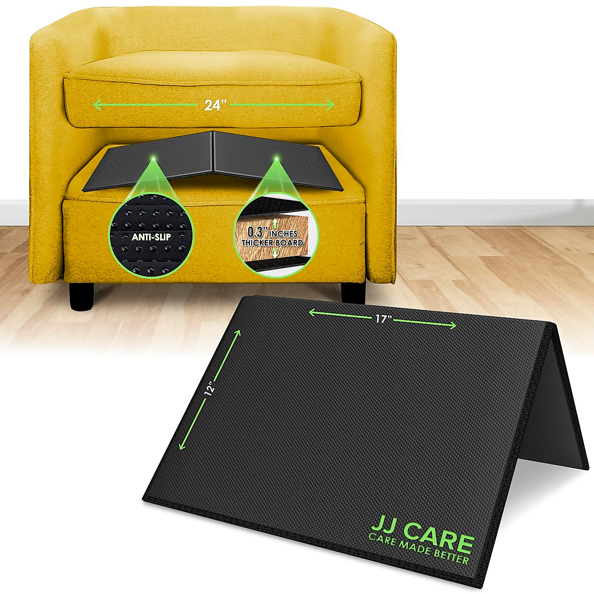 JJ CARE Couch Cushion Support [17" x 48"] - Heavy-Duty 4 Folds Couch Supports for Sagging Cushions, Nonslip Sofa Support Board, Couch Saver for Saggy Couches, Couch Support Board for Seat & Chair