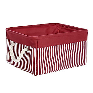 uxcell Storage Basket Bin, Collapsible Laundry Basket with Rope Handles,Decorative Fabric Basket for Shelves Office Closet Organizer, Red (Small - 13.8"x9.8"x6.7")