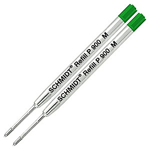 2 Pack - P900 Green Refill Medium Tip Schmidt Parker Style Ballpoint Refill