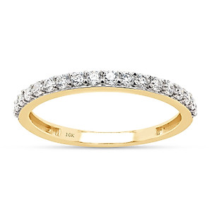 SAVEARTH DIAMONDS 0.40 ct. t.w Round Cut Lab Created Moissanite Diamond Eternity Wedding Band Bridal Ring For Women In 10K Solid Yellow Gold (VVS1 Clarity, 0.40 Cttw)-8