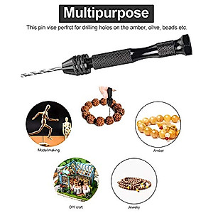 62 Pieces Pin Vises Hand Drill Bits Set Micro Twist Manual Rotary Hobby Drill Tools with Clamp for Jewelry Making, Craft Carving, DIY, Woodworking, Plastic, Shells, Resin or Model Making (0.3-3.0mm)