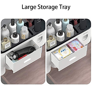 TuCao Double Automatic Toothpaste Dispensers Squeezer Kit with Toothbrush Holder Wall Mounted, Large Storage Organizer with 6 Toothbrush Slots, 2 Magnetic Cups and Cosmetic Organizer Drawer (2 Cups)